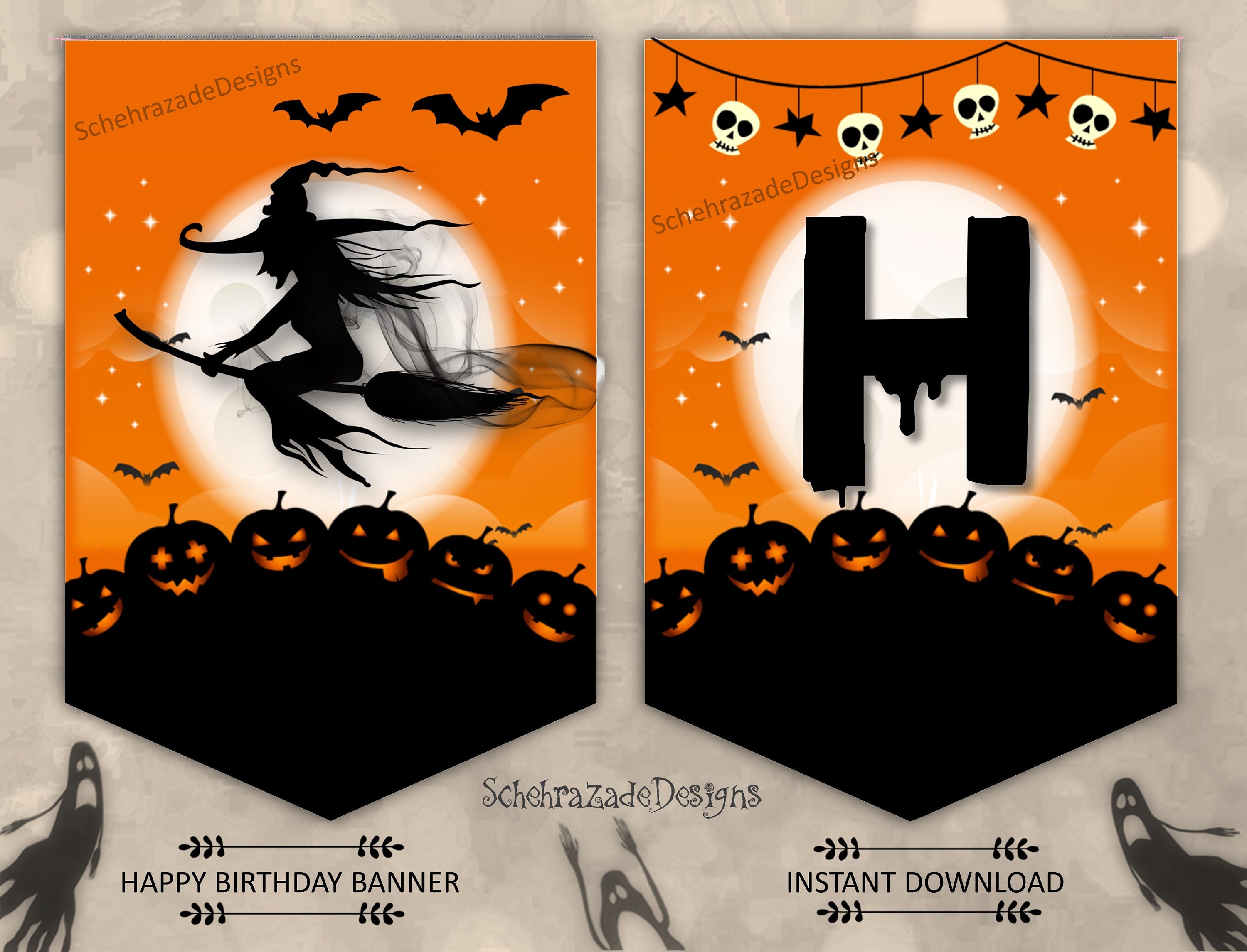 Spooky Banner Printable Happy Birthday