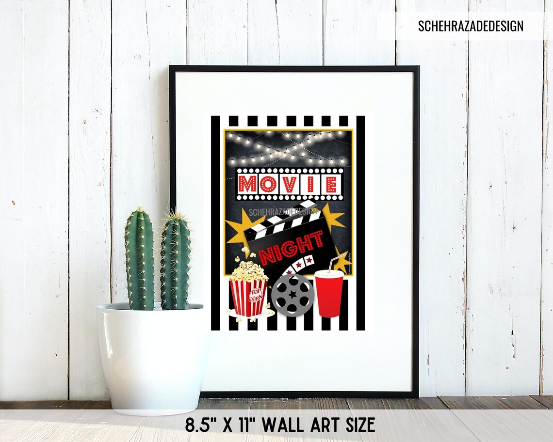 Movie Night Party Signs Movie Night Printable Party - Etsy