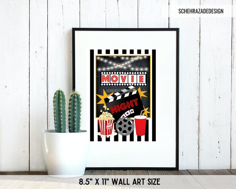 Movie Night Party Signs Movie Night Printable Party - Etsy