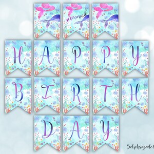 Mermaid Happy Birthday Banner, Mermaid Garland, Mermaid Birthday ...