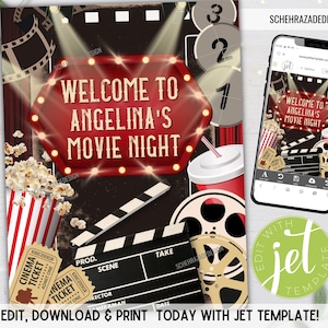 Editable Movie Night Welcome Sign Movie Night Party - Etsy Canada