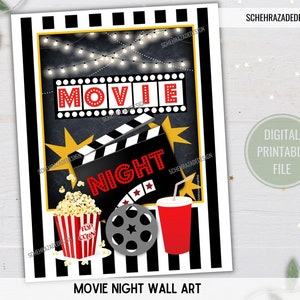 Movie Night Party Signs Movie Night Printable Party - Etsy