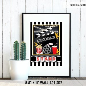Movie Night Party Signs, Movie Night Printable Party Decoration, Movie ...