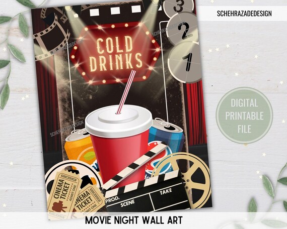 Movie Night Party Signs Movie Night Printable Party - Etsy