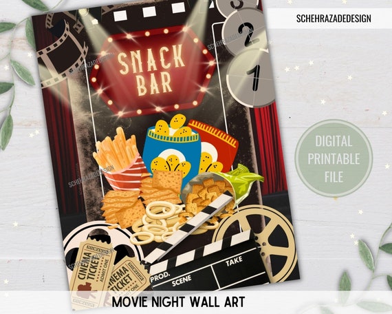 Movie Night Party Signs Movie Night Printable Party - Etsy