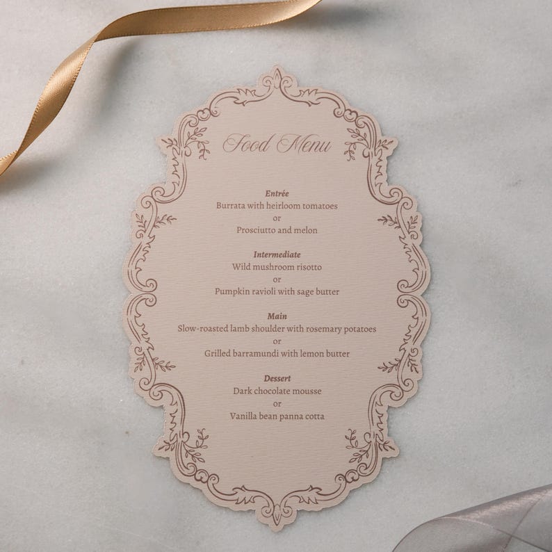 Elegant Personalised Menu Card | Classic Scalloped | Formal Event ...
