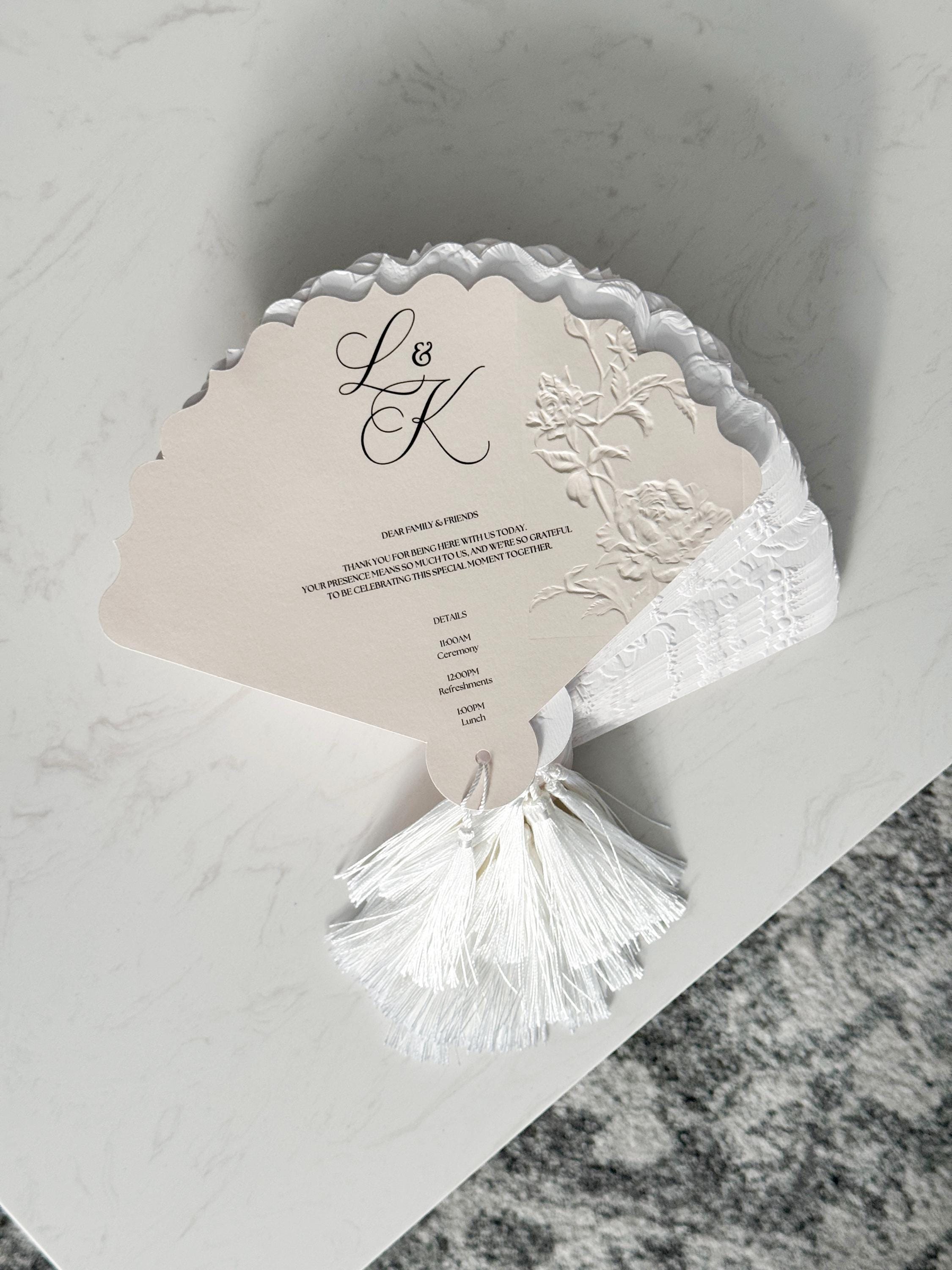 Embossed Floral Wedding Paper Fans | Event Favours | Party Gifts ...