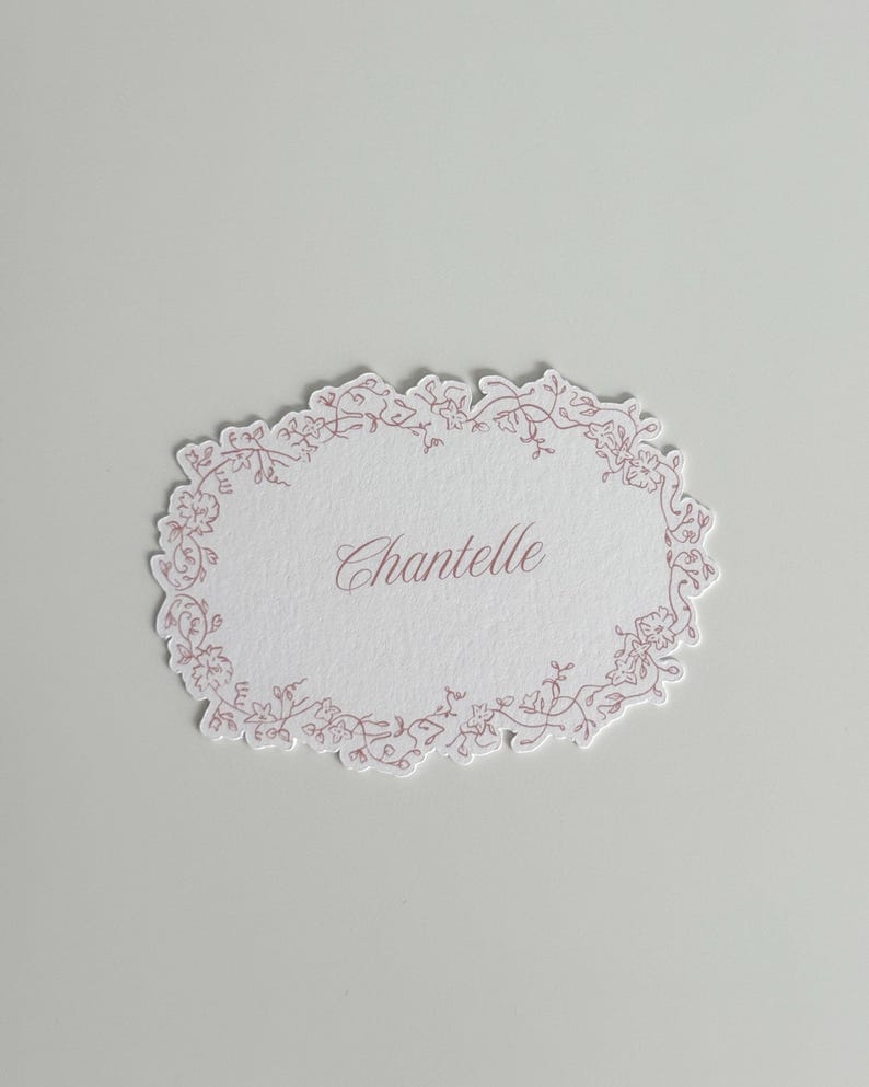 Die Cut Wedding Place Cards | Oval Vintage Floral Design, Personalised ...