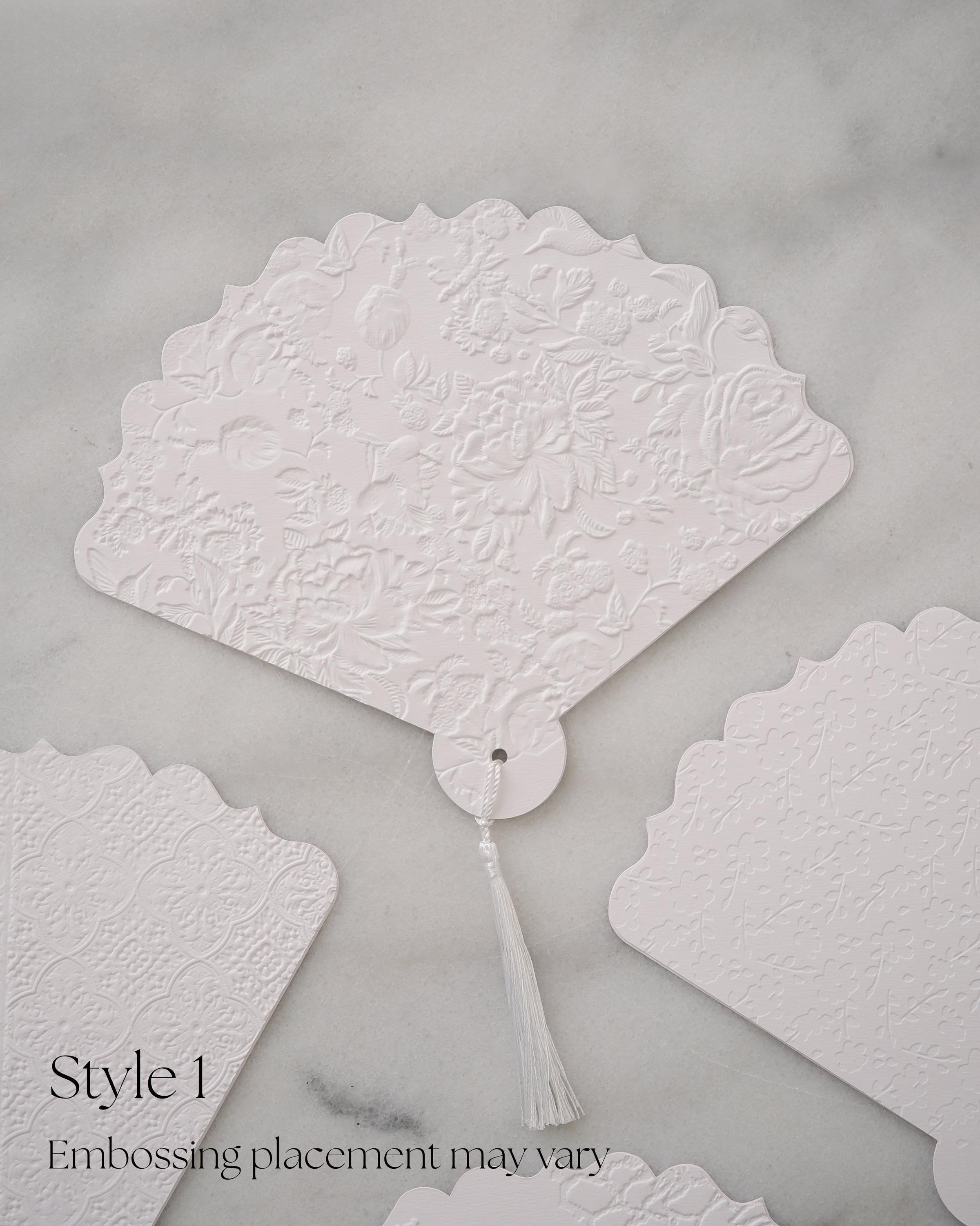 Embossed Floral Wedding Paper Fans | Event Favours | Party Gifts ...