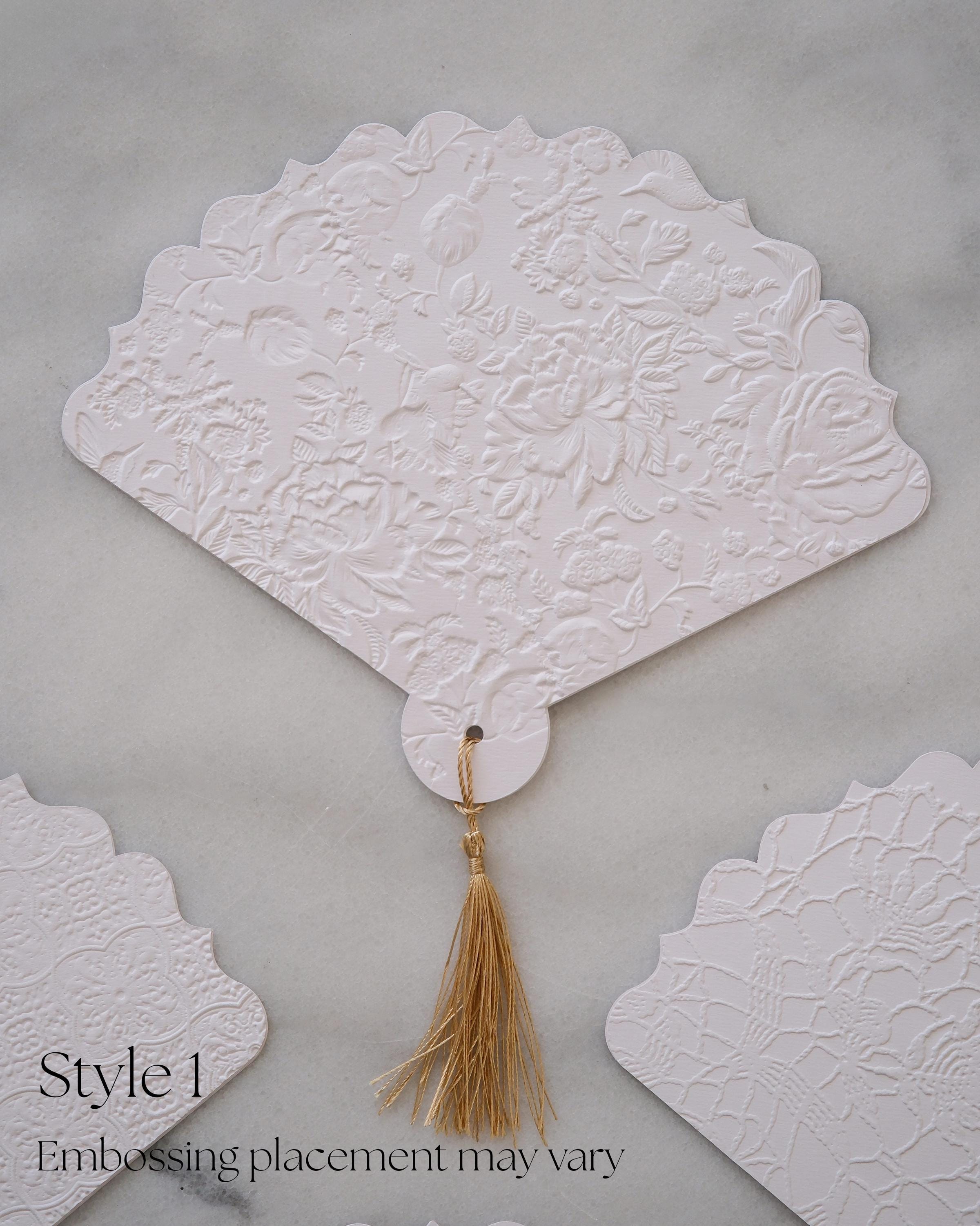 Embossed Floral Wedding Paper Fans | Event Favours | Party Gifts ...