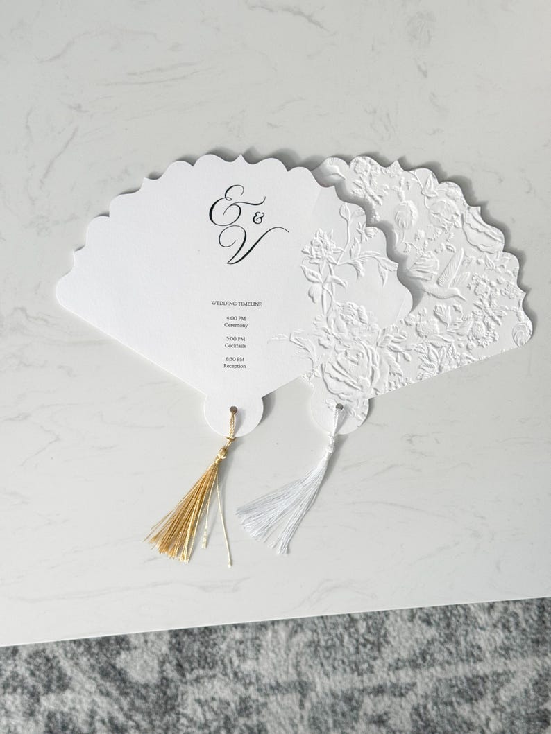 Embossed Floral Wedding Paper Fans | Event Favours | Party Gifts ...