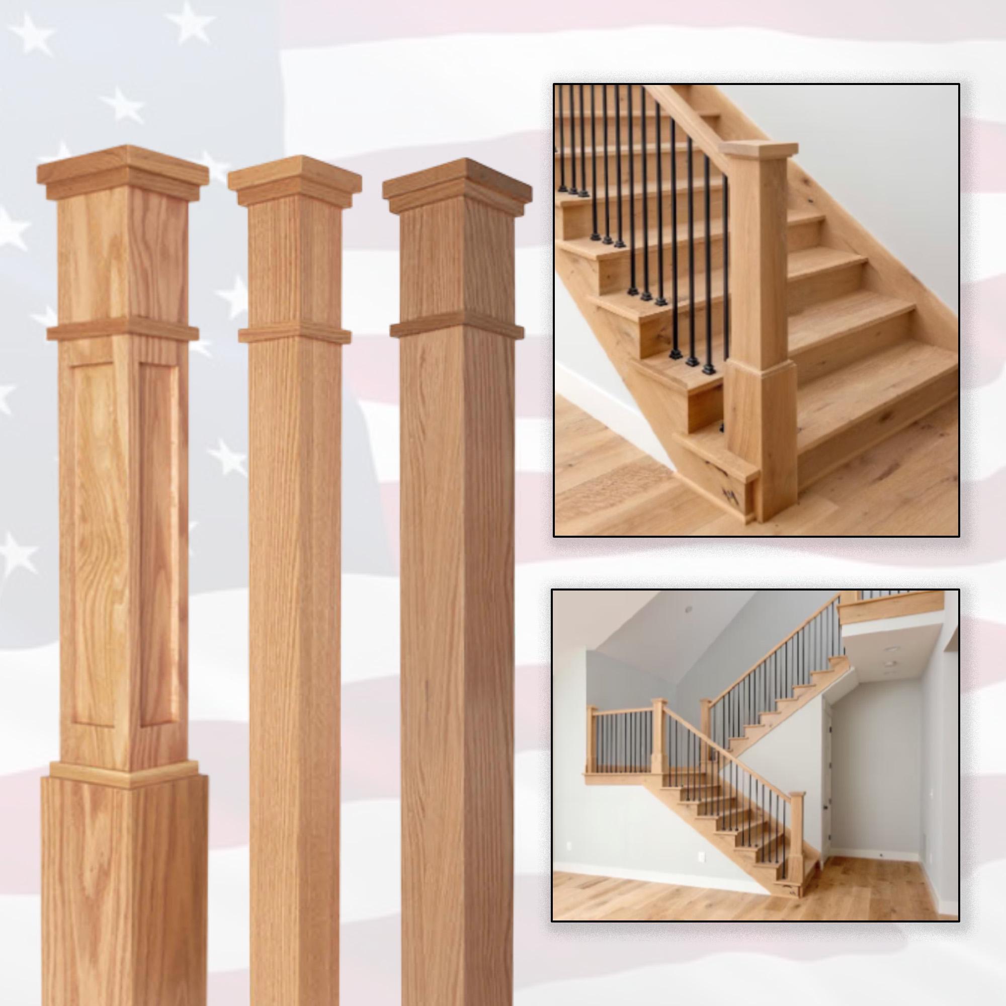 Modern Farmhouse Newel Post: Red Oak & Poplar Stair Railing - Etsy