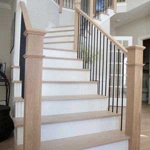 Modern Style Oak Hardwood Stair Handrail 6084 Contemporary Style White ...