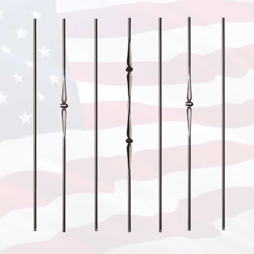 Round Iron Balusters Black Metal 9/16" Stair and Rail Balusters Satin ...