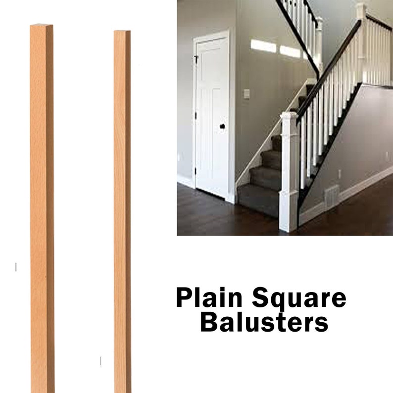Plain Square Wooden Stair Baluster Red Oak/poplar/pre-finished - Etsy