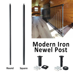 Modern Iron Stair Railing Newel Post: Square/round Style - Etsy