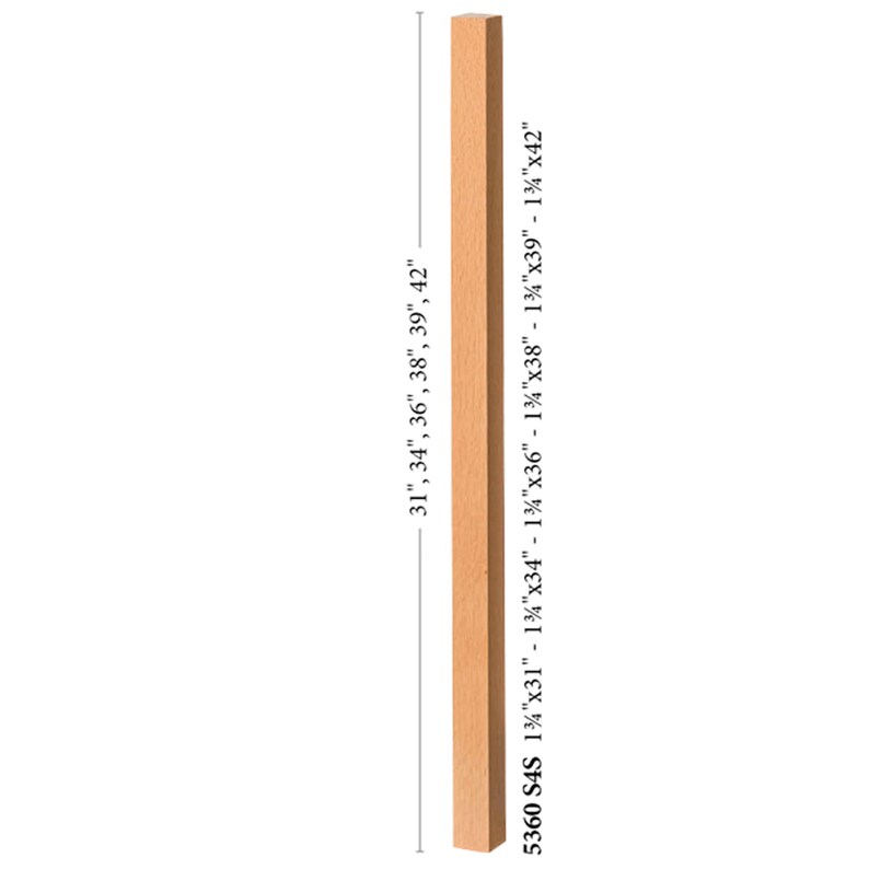 Plain Square Wooden Stair Baluster Red Oak/poplar/pre-finished - Etsy