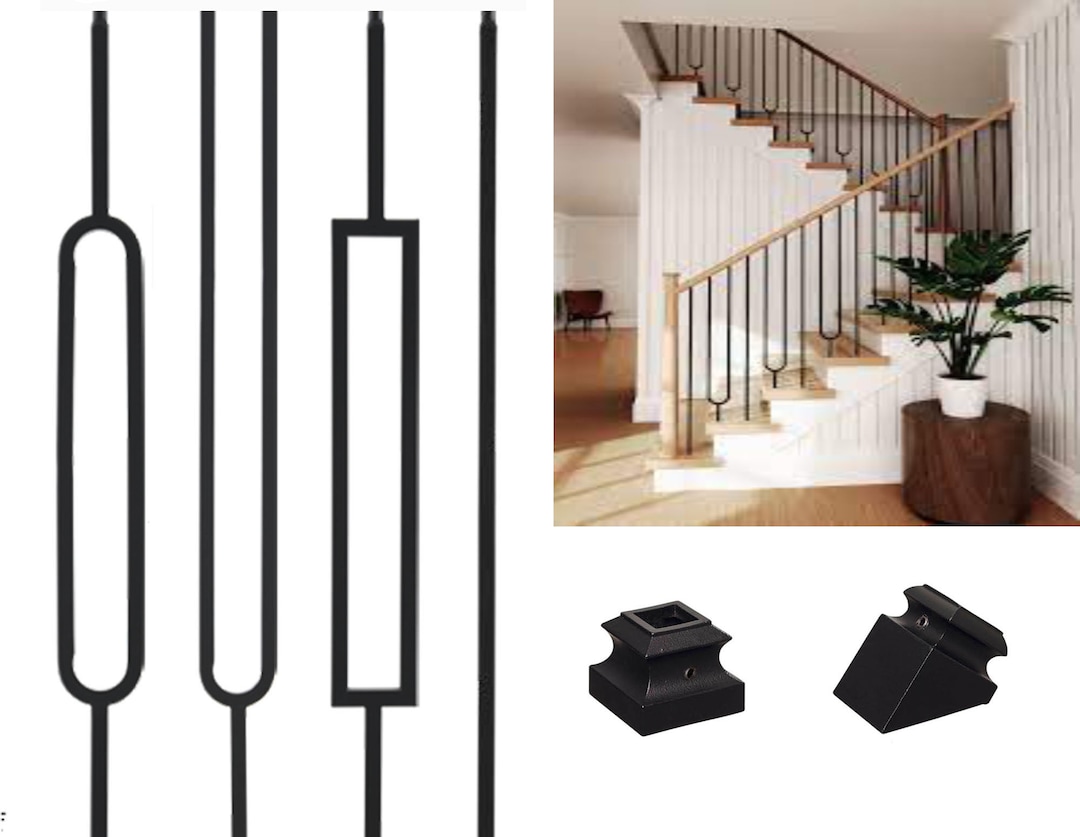 Square Iron Balusters set of 10 Modern Contemporary Black Mega 3/4 ...