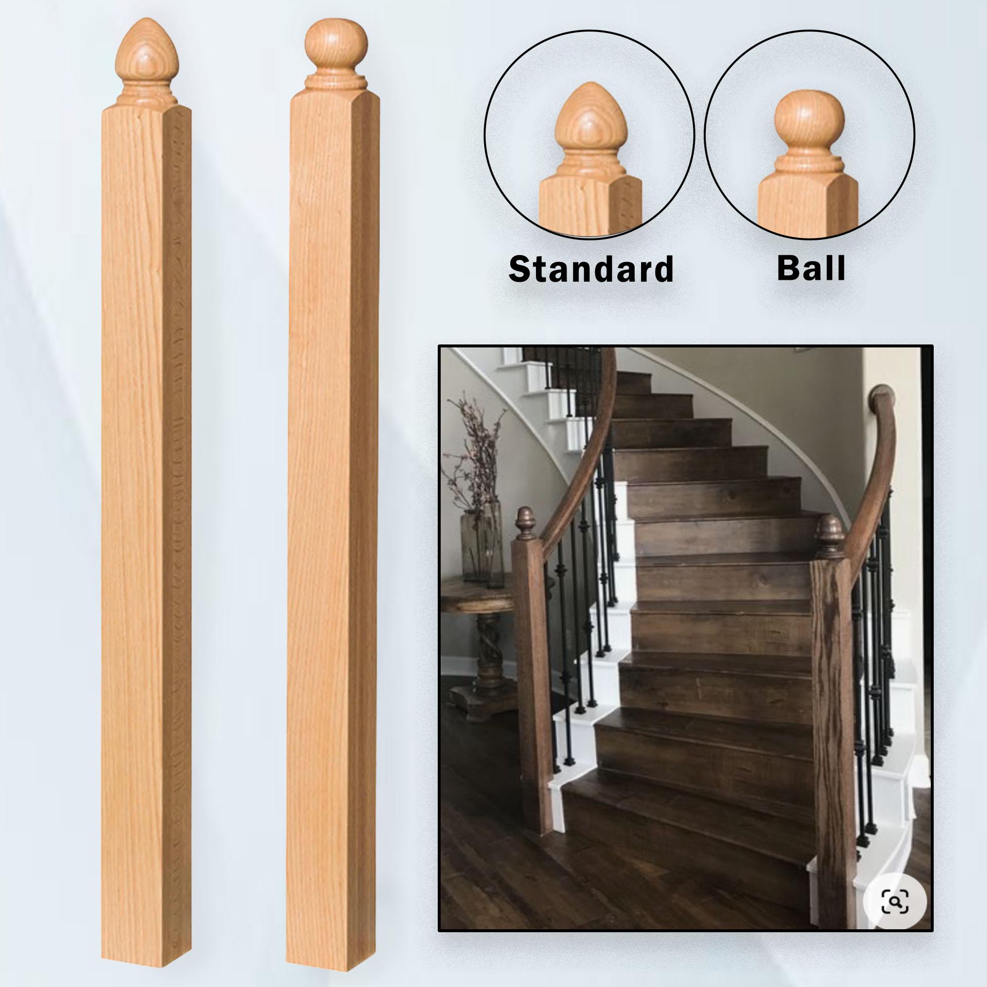 Farmhouse Style Newel Post: White Oak, Maple, Cherry Stair Railing - Etsy