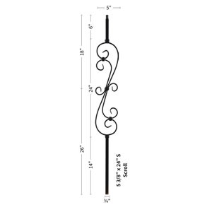Traditional Black Metal Stair Balusters set of 10 3/4 Bar Spindles ...