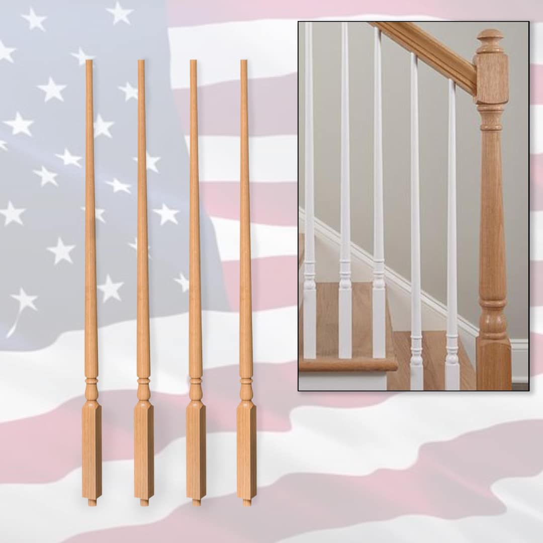 Red Oak Stair Railing Baluster: Plain Tapered Spindle, 1.25" - Etsy