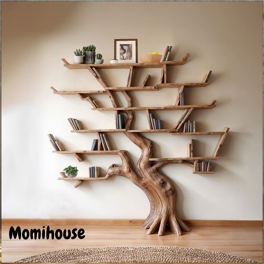 Tree Bookshelf Wall Mount Bookshelf Floating Bookshelves Handmade ...
