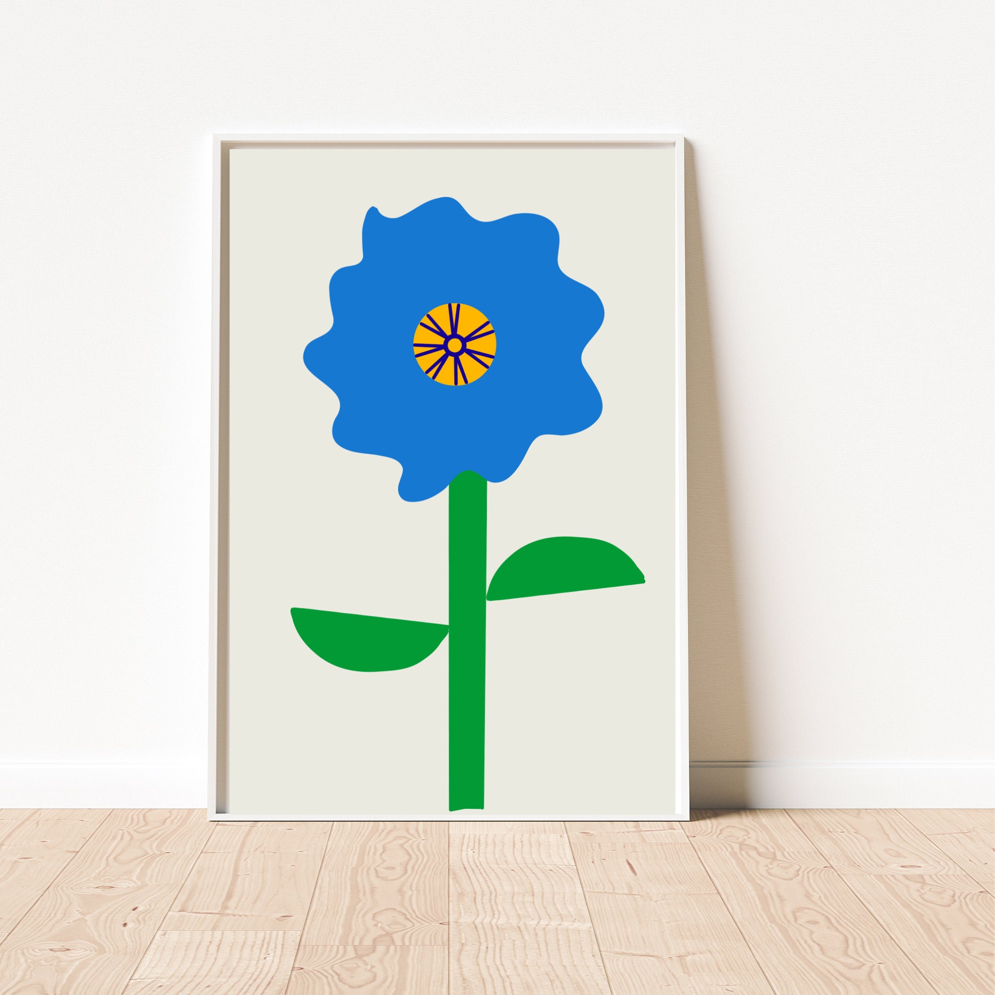 Minimalist Floral Art Print, Colorful Botanical Wall Decor, Modern ...