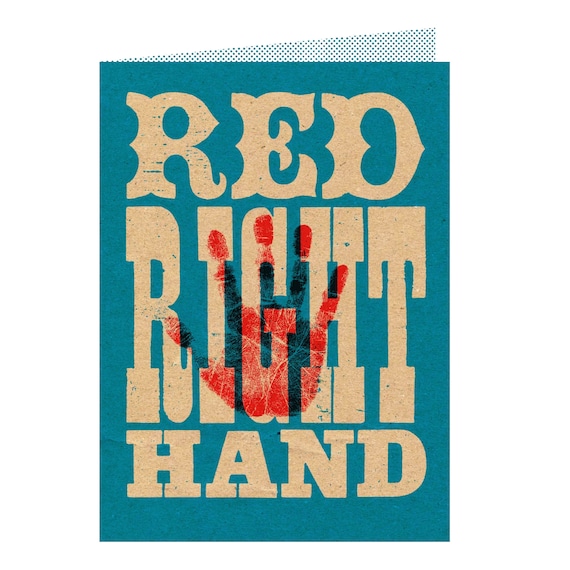 RED RIGHT HAND Greetings Card - Etsy
