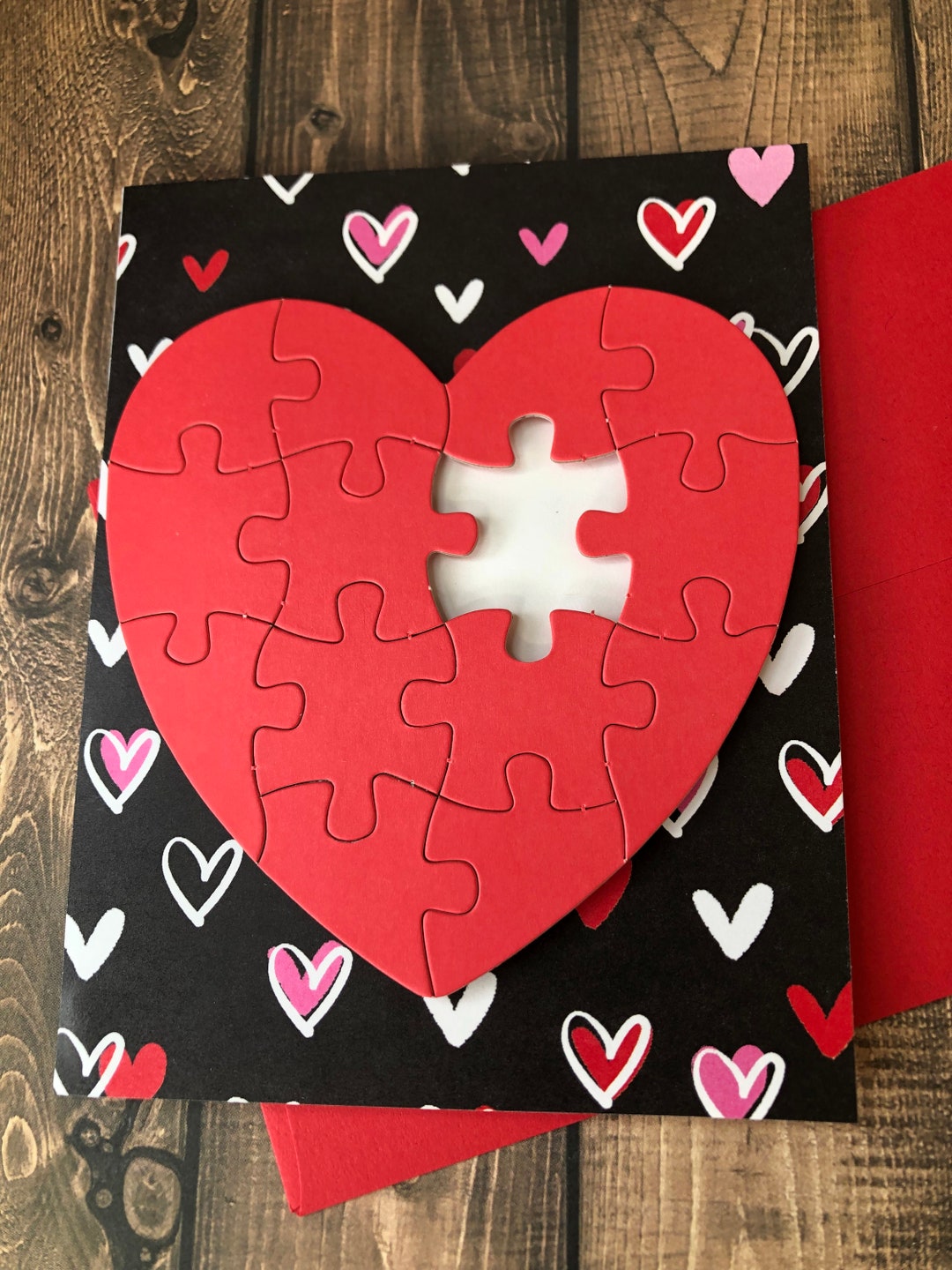 Handmade Valentine 3-D Jigsaw Heart Puzzle, Heart Card, Card for ...