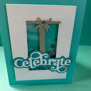 Handmade Shaker Birthday Card, Celebrate Birthday Card, Blue Birthday ...