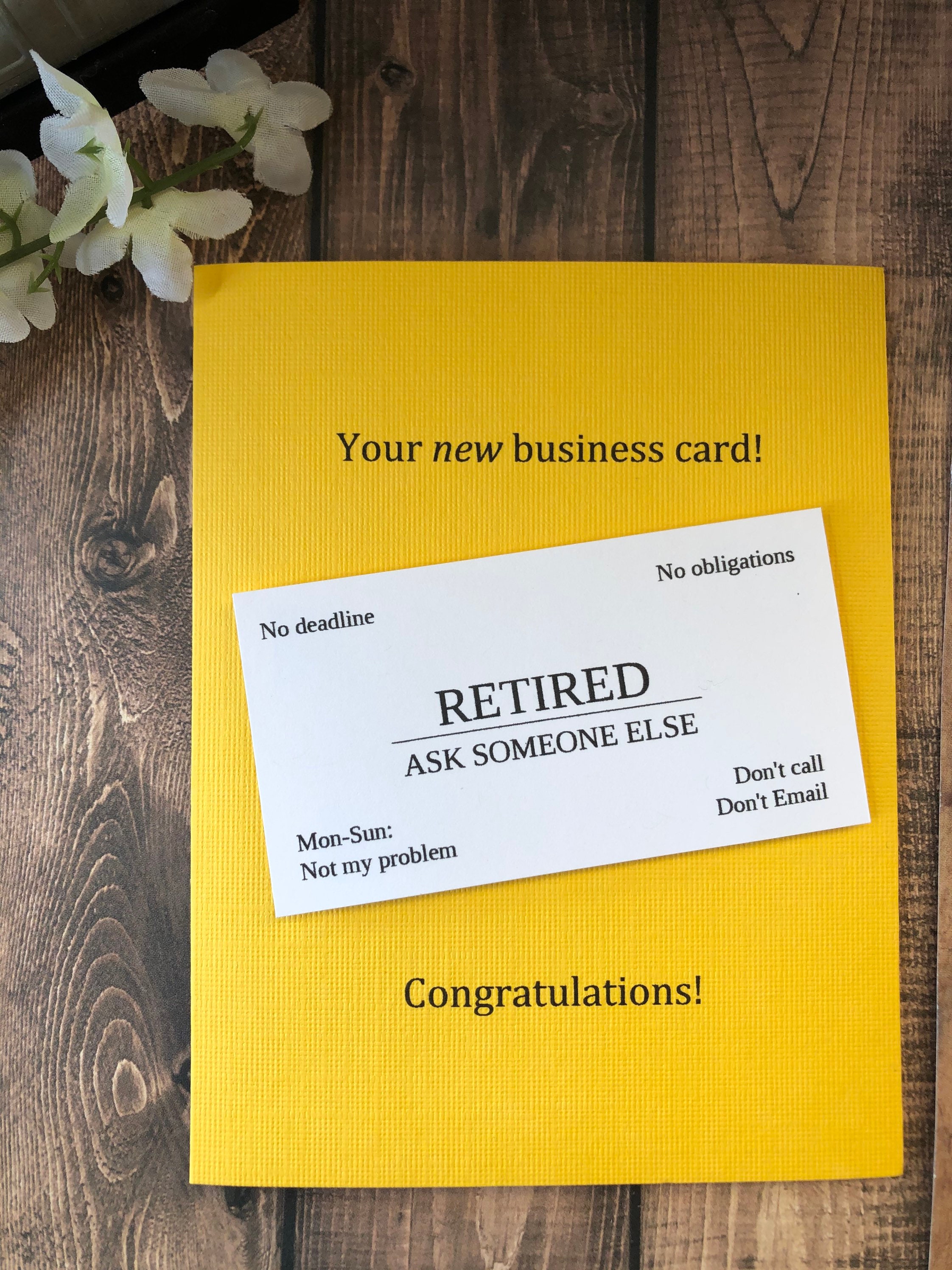 Handmade Retirement Greeting Card Business Card - Etsy