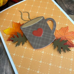 Handmade Fall Thank You Card, Maple Leaves, Tea Cup, Fall Leaves, Oak ...