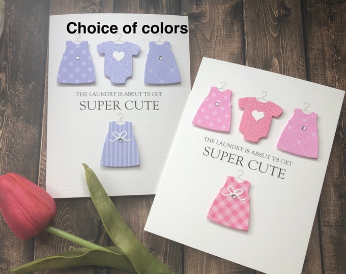 Handmade Baby Girl Card, Baby Card, Expectant Mother, Shower Card for ...