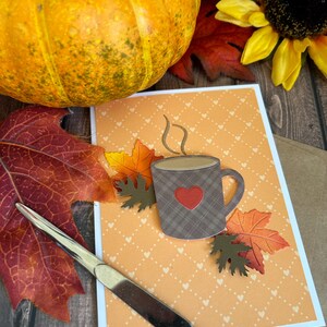 Handmade Fall Thank You Card, Maple Leaves, Tea Cup, Fall Leaves, Oak ...