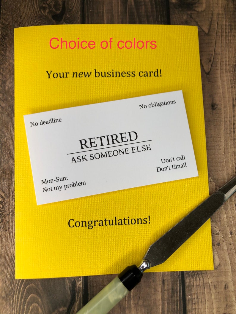 Handmade Retirement Greeting Card Business Card - Etsy