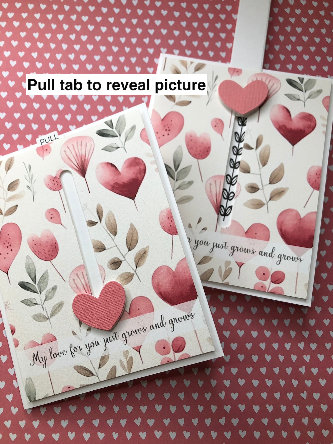 Handmade Valentine Slider Card, My Love for You Just Grows and Grows ...