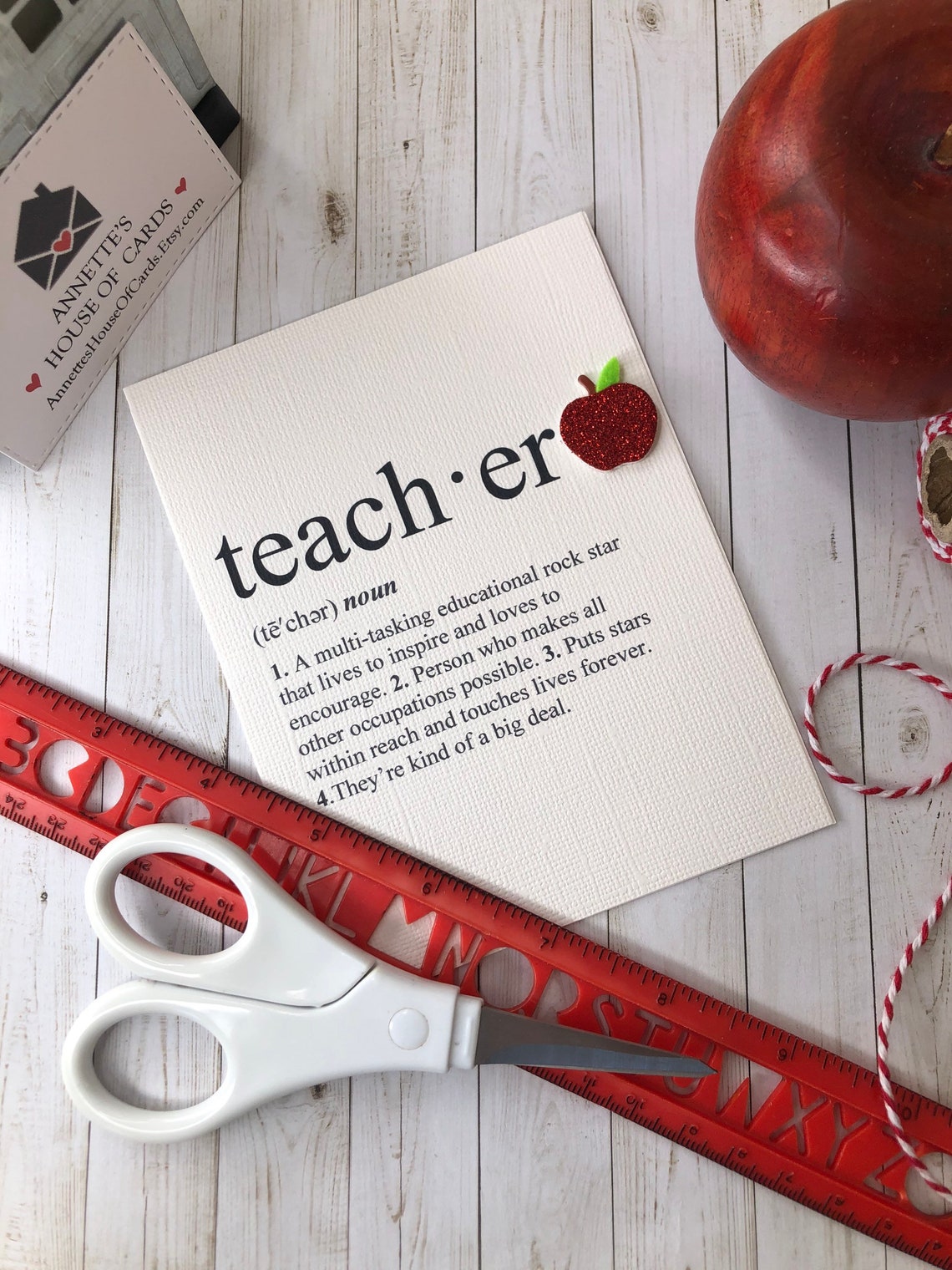 Handmade Teacher Greeting Card Thank you teacher card | Etsy