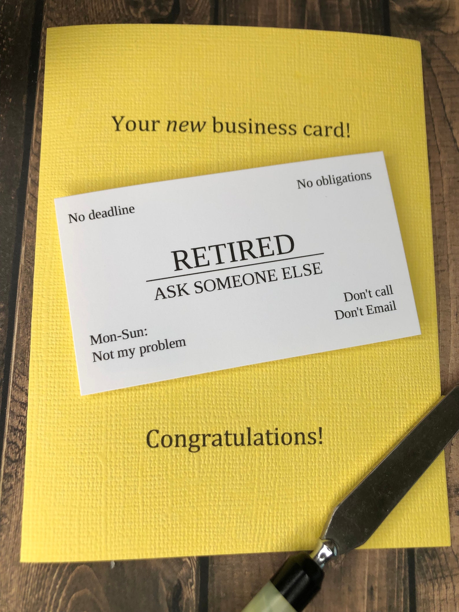Handmade Retirement Greeting Card Business Card - Etsy