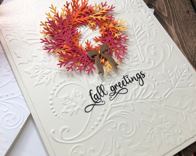 3D Handmade Fall Card, Colorful Fall Wreath, Harvest Card, Thanksgiving ...