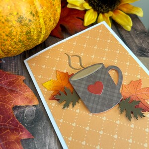 Handmade Fall Thank You Card, Maple Leaves, Tea Cup, Fall Leaves, Oak ...