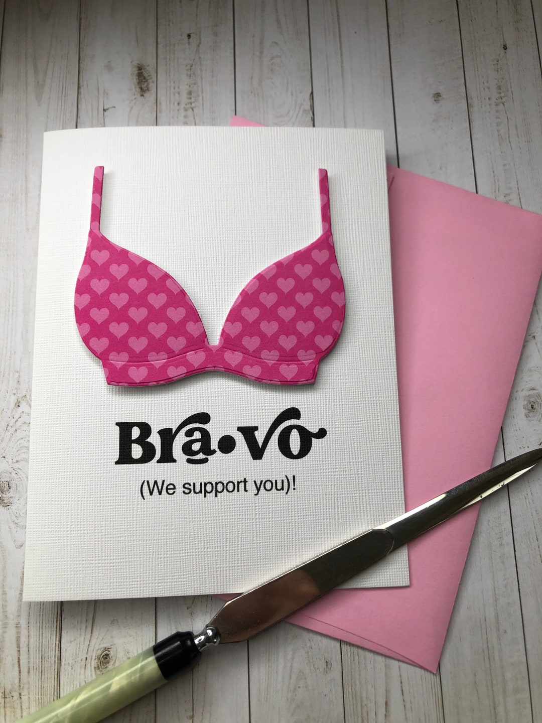 Breast Cancer Thinking of You Card, Funny Cancer Card, Bra Card for ...