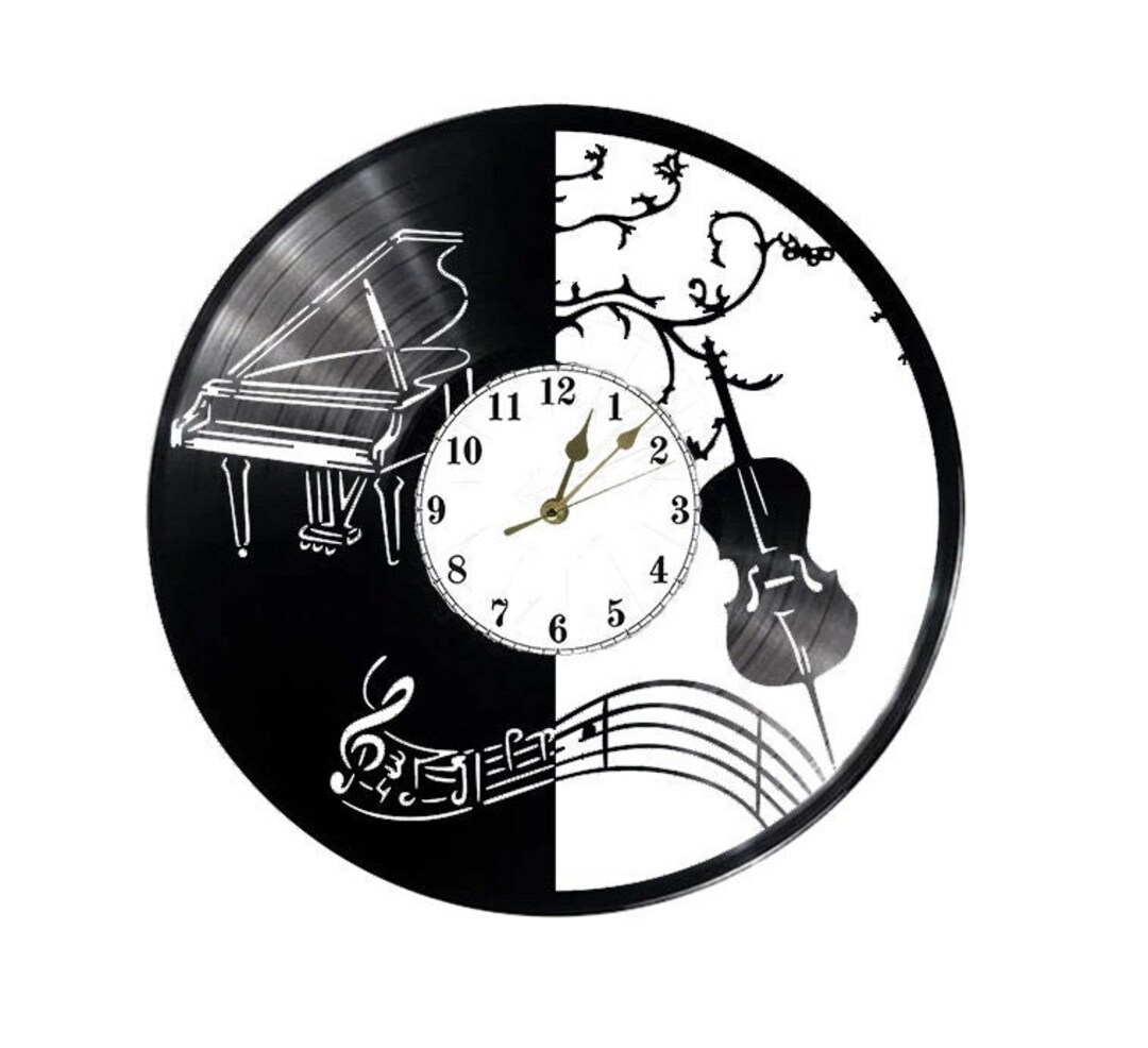 Music Notes and Piano Clock Made From Real 33 LP Records Into Usable ...