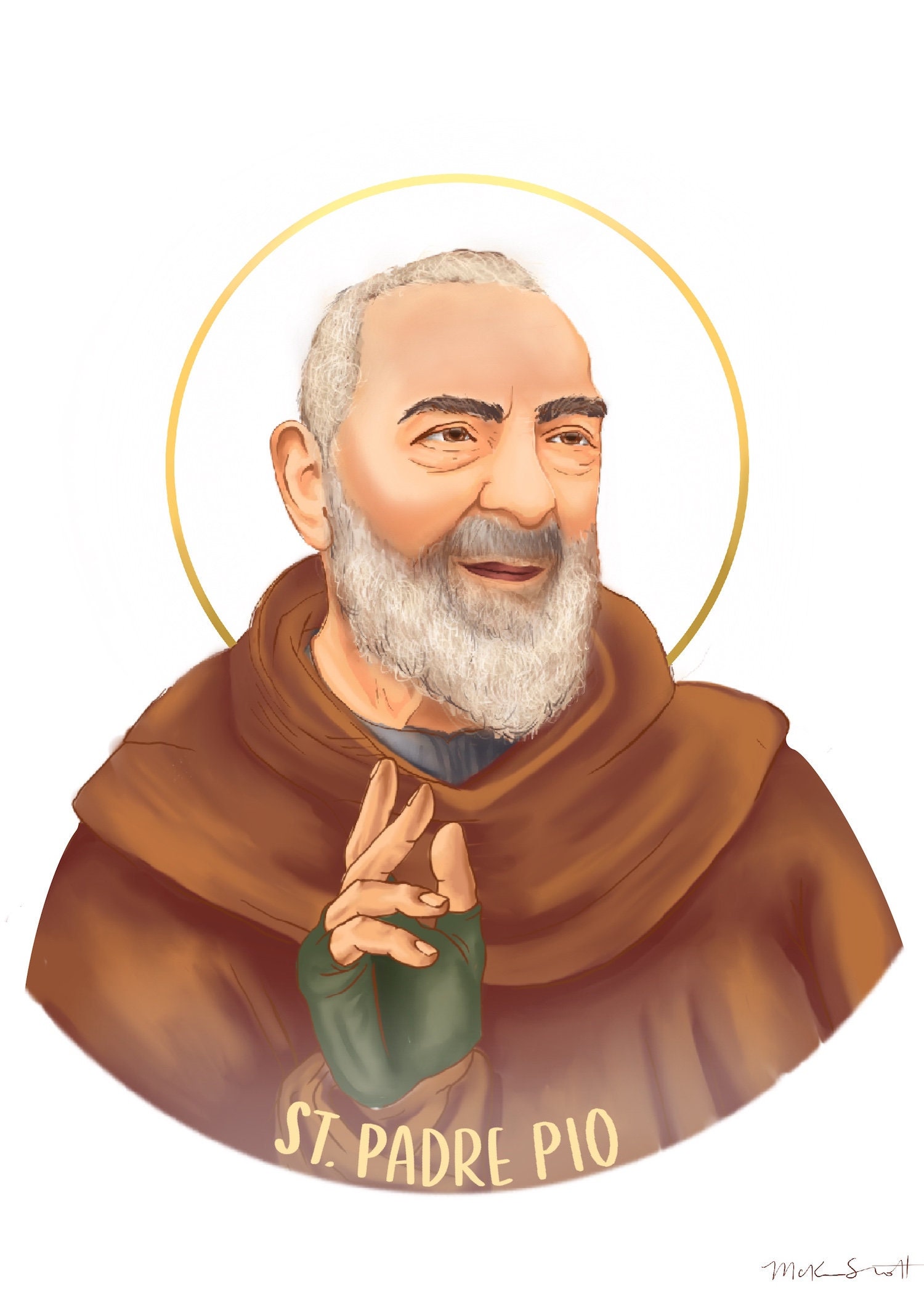 St. Padre Pio - 5x7 - Etsy