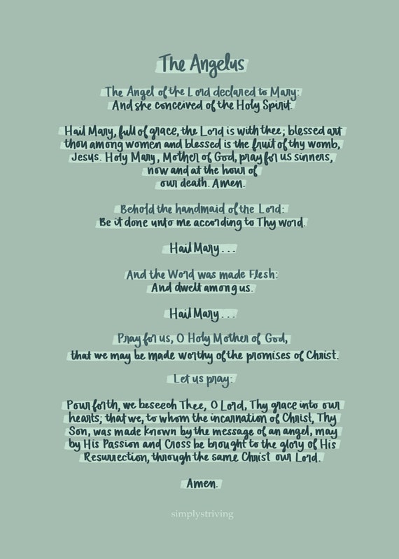 The Angelus Prayer 5x7 Digital Download | Etsy