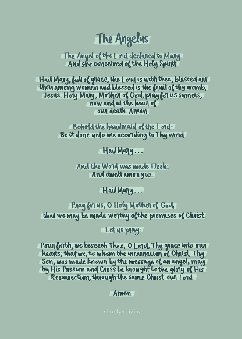 The Angelus Prayer- 5x7 Digital Download - Etsy