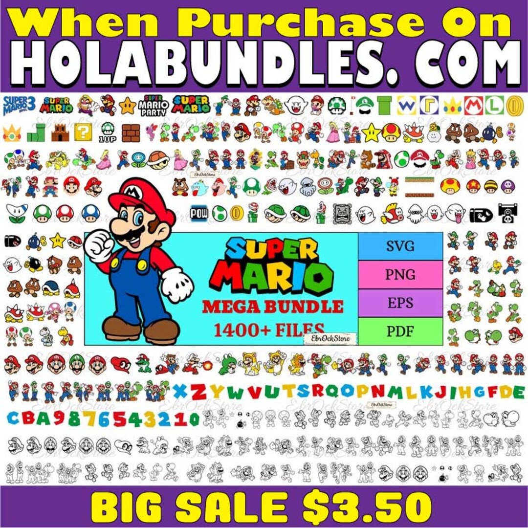 Super Mario SVG Bundle for Cricut and Sublimation, Mario Family Layered ...