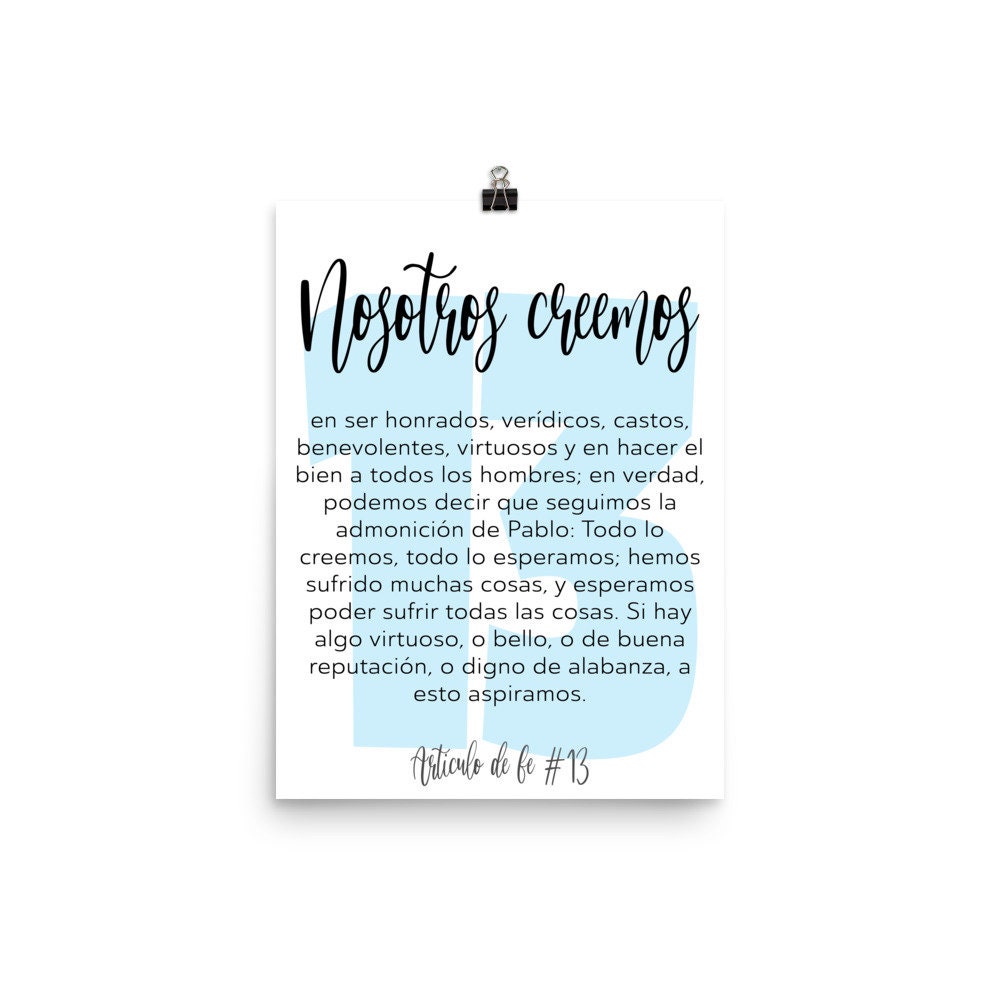 Articles of Faith Digital Prints spanish, LDS Articles of Faith ...