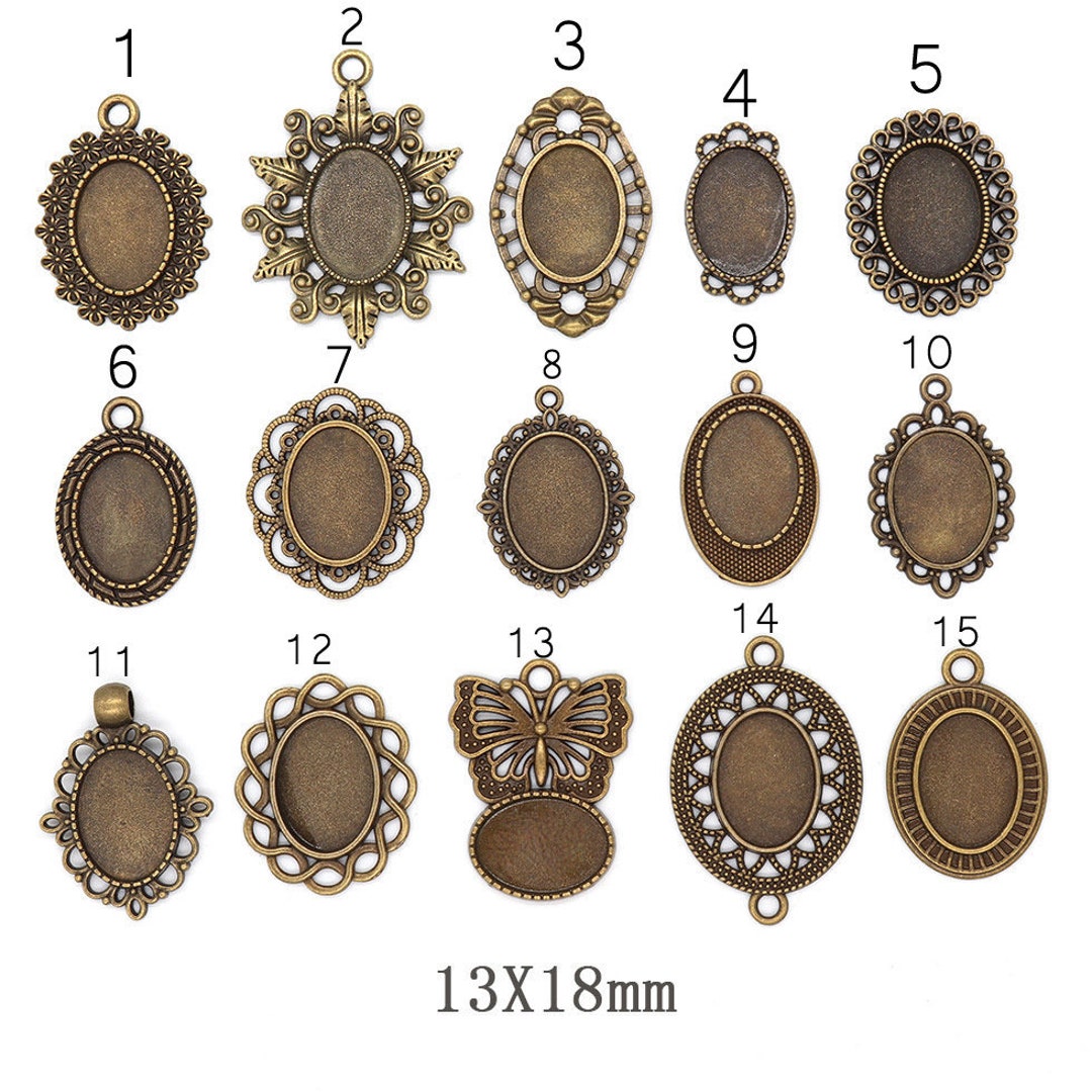 10pcs Alloy Oval 13x18mm Pendant Blanks, 13x18mm Pendant Bezel Cups ...