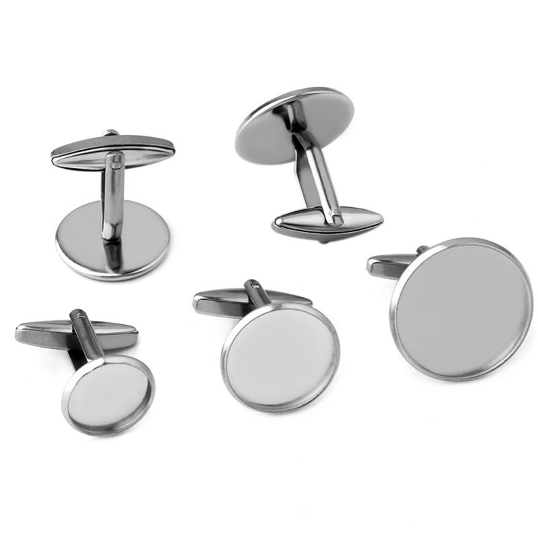 10pcs Stainless Steel Bezel Cufflinks Blank, Cufflinks Settings 12 14 ...