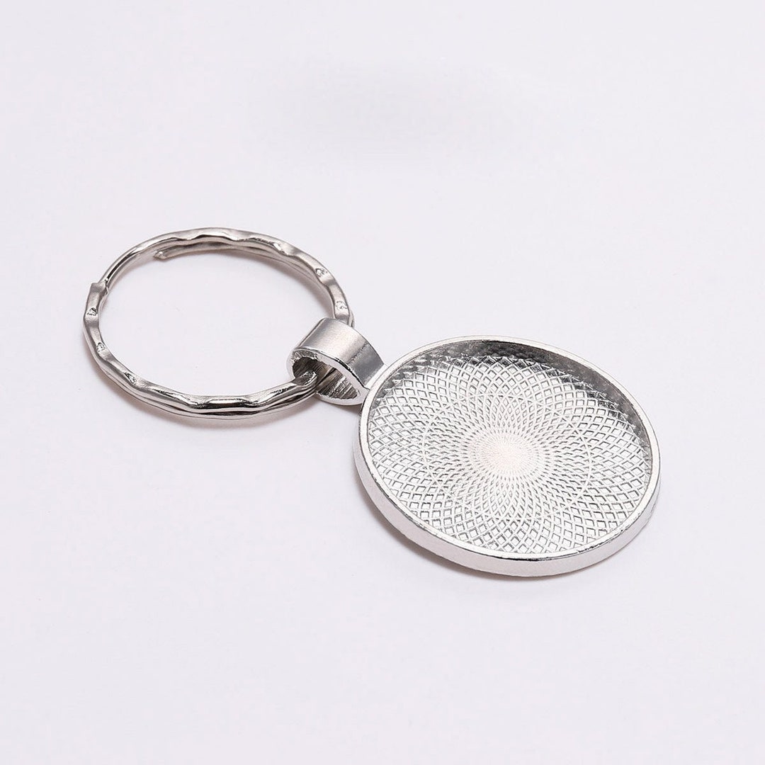 10pcs/lot Alloy Keychain Silver Pendant Bezel Blank, 25mm Keychains DIY ...